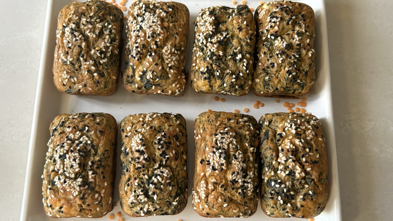 Red Lentil & Spinach Mini Loaves | Zara Cooks